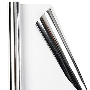 RUSPEPA Silver Metallic Wrapping Paper - Solid Color Paper Perfect for Wedding, Birthday, Christmas, Baby Shower - 17.3 Inches X 32.8 Feet