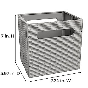 ClosetMaid 5439 Collapsible Mini Storage Bin with Two Handles, 2-Pack, Gray Wicker, 2 Pack
