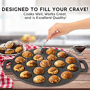 Upstreet Cast Iron Aebleskiver Pan/Ebelskiver Pan/Ideal for poffertjes pan (19 Hole)