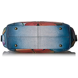 Anna by Anuschka Women's Zip-top Organizer With Outside Side Pockets Shoulder Handbag, Midnight Floral, One Size US