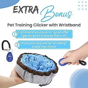 Dog Snuffle Mat Adjustable Big Breed, Puzzle Playthings Dog mental stimulation toys, slow-eating dog toys, stress-relieving dog toys, and small dog enrichment toys for large dogs with Pet Clicker