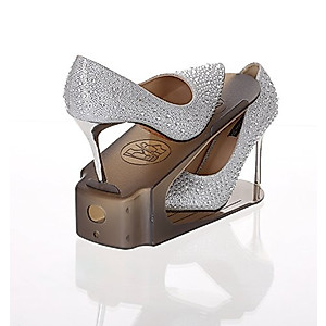 YBM Home Double Shoe Storage Slots Organizer for Closet, Shoe Holder Space Saving Design, Single Unit, 2165 Frosty Black