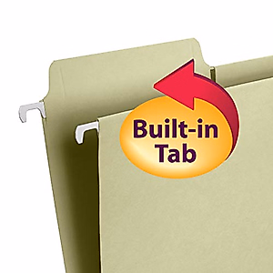 Smead FasTab Hanging File Folder, 1/3-Cut Built-in Tab, Letter Size, Assorted Pastel Colors, 18 per Box (64054)