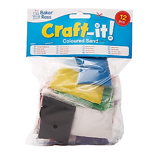 Baker Ross-AG211 Mini Bags of Coloured Sand for Kids Art Supplies, Crafts & Textured Paint Effects (Pack of 12 x 40g), 40H, Assorted 12 Pack