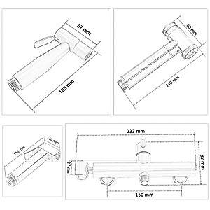 MINJING Wall Mounted Bidet Sprayer Kit for Toilet Toilet Shower Spray Mixer Set Brushed Gold with Shower Hose Bidet Attachment Faucet Sprayer Kit for Toilet,B