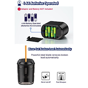 Electric Pencil Sharpener Helical Blade Heavy-Duty RIYO Pencil Sharpeners Battery Operated for No.2/ (6-8mm) Pencils with Auto Start & Cleaning Brush for School/Classroom/Office/Artist Studio