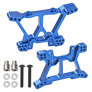 ShareGoo Aluminum Front & Rear Shock Tower Shock Mounts Replacement of Part 6838 6839 Compatible with 1/10 Traxxas Slash 4x4 4WD RC Car (Blue)