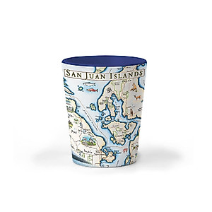 Xplorer Maps San Juan Island Map Ceramic Shot Glass, BPA-Free - For Office, Home, Gift, Party - Durable and holds 1.5 oz Liquid