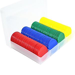Smartdealspro Set of 160 Opaque 1 1/2 Inch Plastic Counting Counters Poker Chips with Box for Casino Card Games (160pcs 4 Color with Box)