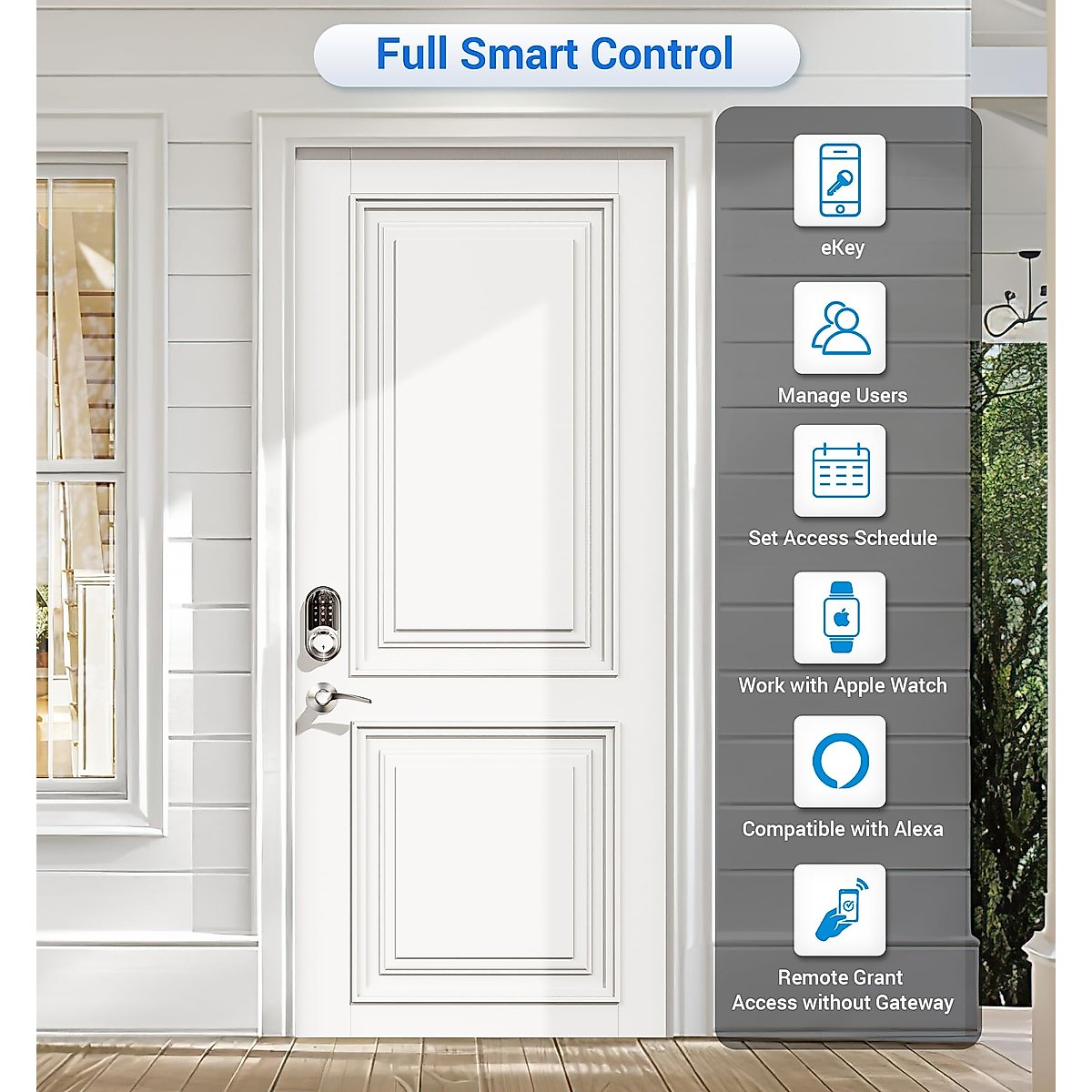 Veise Smart Locks for Front Door, 2 Lever Handles, Fingerprint Keyless Entry, App Control Biometric Door Lock Set, Electronic Digital Touchscreen Keypad Deadbolt, Easy Install, Auto Lock, Satin Nickel