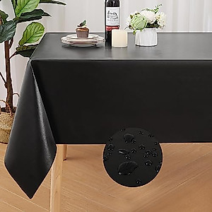 homing Rectangle Vinyl Tablecloth, 100% Waterproof Spillproof Plastic Table Cloth, Wipe Clean Table Cover for Dining Table, Buffet Parties and Camping (Black, 60" x 84")