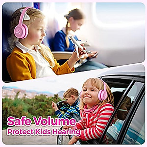 vinamass Kids Bluetooth Headphones, 22H Playtime, Bluetooth 5.0 & Built-in Mic, Noise Cancelling Headphones for Kids, Adjustable Headband, for School Home iPad Tablet Airplane