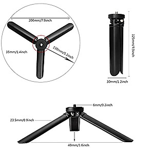 SALUTUY Action Camera Stand, Easy to Store Non Slip Compact Aluminium Alloy Desktop Tripod for Outdoor Shooting for Cameras