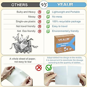 YEALIR Laundry Detergent Sheets Up to 120 Loads, Fresh Linen - Eco-Friendly Laundry Detergent, Zero Waste Laundry Strips - Liquidless Laundry Sheets for Home Dorm Travel Camping…