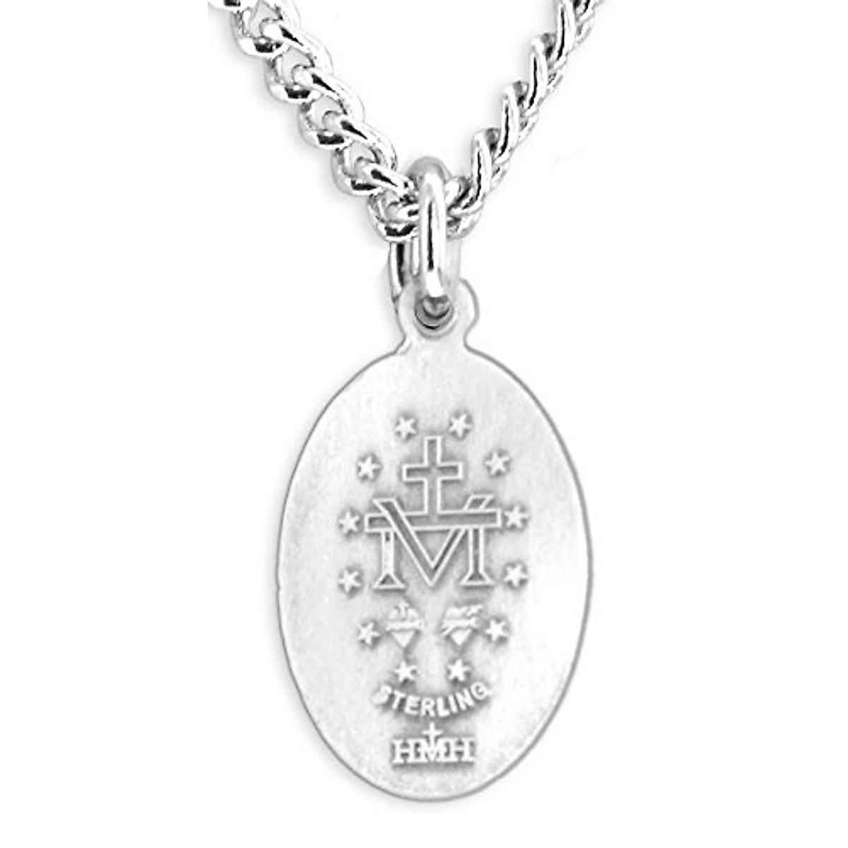 Heartland Store Women's Sterling Silver Small Oval Miraculous Pendant Oval Matte Finish + 18 Inch Rhodium Plated Chain