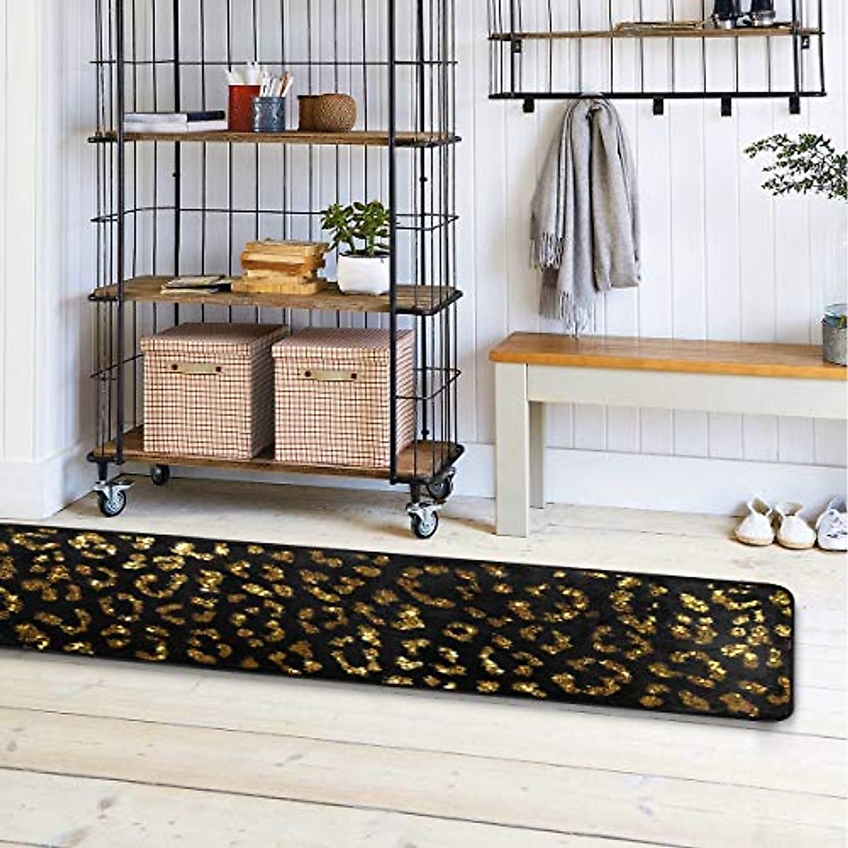 Leopard Print Animal Skin Kitchen Rugs Non-Slip Soft Doormats Bath Carpet Floor Runner Area Rugs for Home Dining Living Room Bedroom 72" X 24"