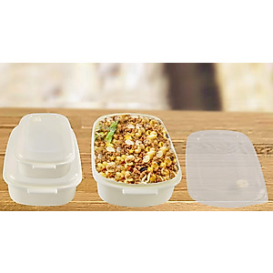 Home-X Rectangle Food Storage Containers, Microwave Cookware, Easy Storage – 21 oz / 27 oz / 81 oz Capacity - Set of 3 – Cream