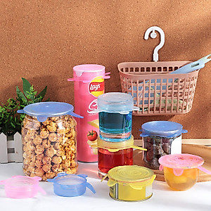 Silicone Stretch Lids 16 Pieces 2.6-3.3 Inch Microwave Cover for Food Round Reusable Silicone Lids for Bowls, Food Covers