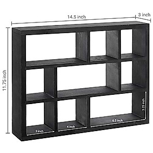 MyGift 15-Inch Wall-Mounted (Vertical or Horizontal) 9-Slot Rustic Wood Floating Shelves/Freestanding Shadow Box, Black