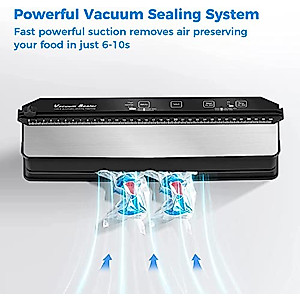 Vacuum Sealer Machine, Automatic Vacuum Air Sealing System for Food Savers, Food Sealer with Dry & Moist Food Preservation Modes, Built-in Cutter 15 Bags Starter Kit Lab Tested Easy to Clean Led Indicator Lights