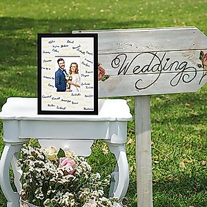 2 Pack 14 x 14 Inch Wedding Signature Picture Frame Displays 5x7 Photo with 2 Pcs Signature Pen for Wedding, Celebrations and Graduation, Black Wood Frame for Wall Hanging (11 x 14 Inch)