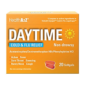 HealthA2Z® Daytime | Cold & Flu Medicine | Powerful Multi-Symptom Daytime(20 Softgels) (Daytime Cold & Flu Medicine (20 Count Pack of 1))
