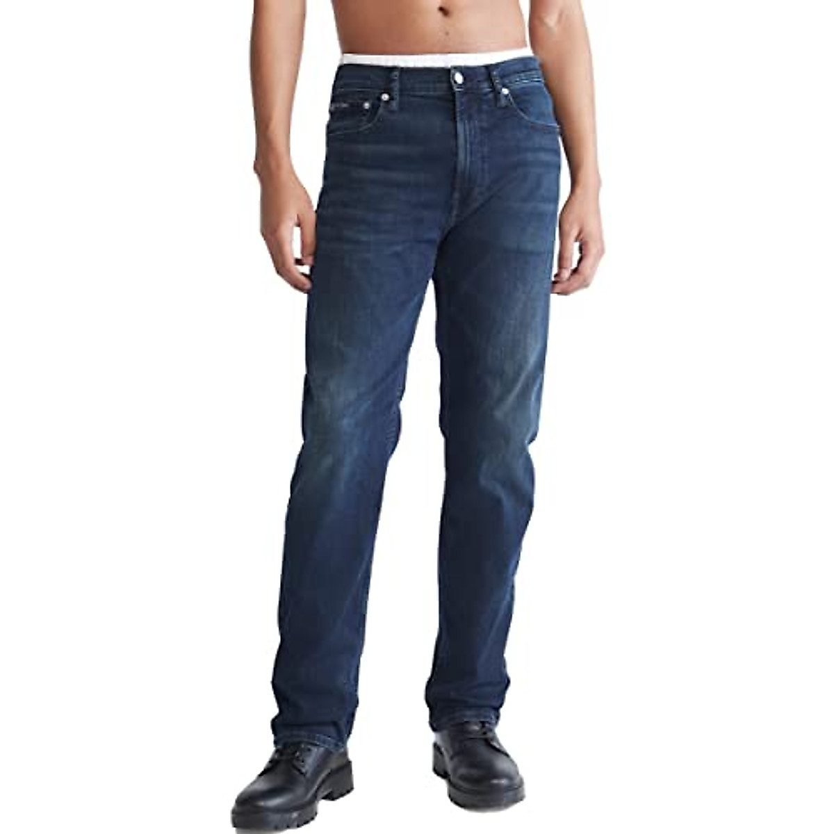 Calvin Klein Men's Straight Fit Jeans, Boston Blue BLA, 36W x 32L