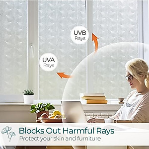 Windimiley Privacy Window Film Frosted Glass Window Cling Bathroom Peel and Stick Sun Blocking Decorative Ginkgo Opaque Door Window Tint for Home, 17.5x157.4 Inch