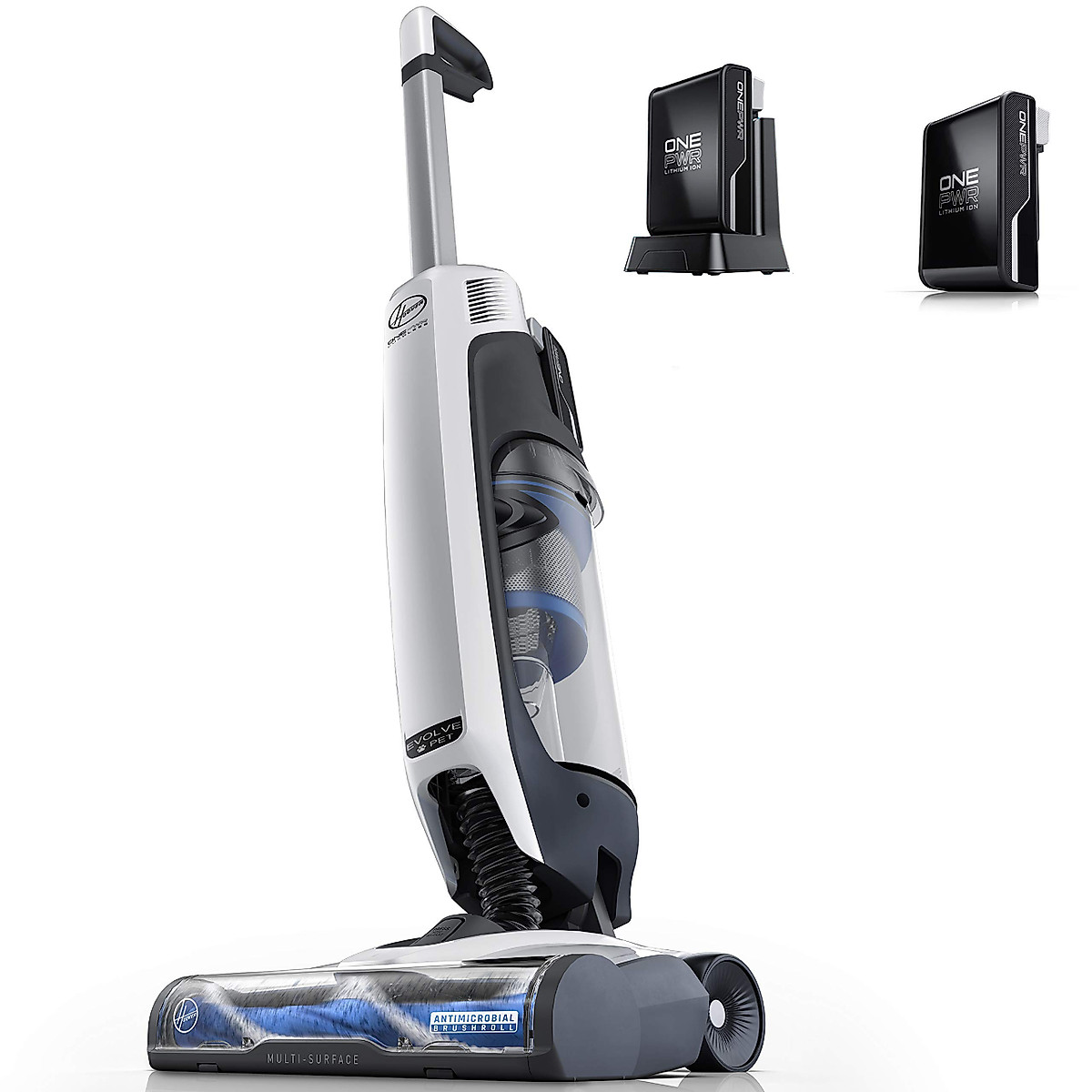 Hoover ONEPWR Evolve Pet Cordless Small Upright Vacuum Cleaner with Extra Battery, Lightweight Stick Vac, BH53420PCE, White
