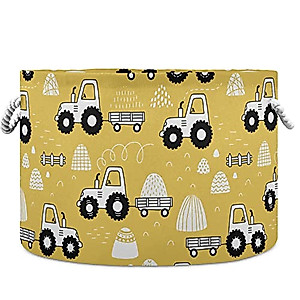 visesunny Hand-Painted Graffiti Tractor Laundry Baskets Fabric Storage Bin Storage Box Collapsible Storage Basket Toy Clothes Shelves Basket for Bathroom,Bedroom,Nursery,Closet,Office