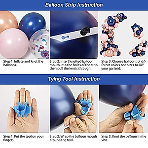 Holicolor 157pcs Blue and Pink Balloon Arch Garland Kit, Gender Reveal Balloon Navy Blue Rose Gold Pink and Confetti Latex Balloons with Blue Foil Star for Baby Shower Birthday Wedding and Graduation