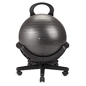 Gaiam Ultimate Balance Ball Chair with Swivel Base - Premium Exercise Stability Yoga Ball Ergonomic Chair for Home and Office Desk - Air Pump, Exercise Guide
