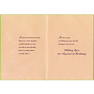 Designer Greetings Butterfly with Sparkling Glitter Accents on Green Niece Birthday Card