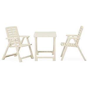 vidaXL Folding Bistro Set Garden Patio Backyard Yard Park Terrace Outdoor Furniture Bar Pub Party Balcony Sets 3 Piece Plastic White