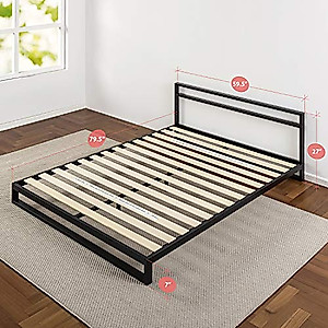 Zinus Trisha 7 Inch Platforma Bed Frame with Headboard/Mattress Foundation/Box Spring Optional/Wood Slat Support, Queen & Ultima 10"; Comfort Memory Foam Mattress, Queen