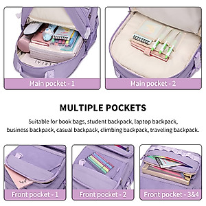 Harlang multi-function Backpack for teens, Laptop Backpack Fit 15.6 Inch, Classic Bookbag with Multi Pockets, Durable for School & Travel & Business - Purple