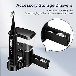 LAFATON 2 in 1 toothcleaner,Electric Toothbrush with Water Flosser Combo in One，Rechargeable Sonic Flossing Toothbrush with 3 Teeth Cleansing Ways,Waterproof Dental Oral Irrigator for Oral Care