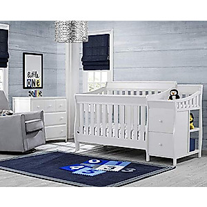 Delta Children Bentley S Convertible Crib N Changer, White + Serta Perfect Slumber Dual Sided Recycled Fiber Core Crib and Toddler Mattress (Bundle)