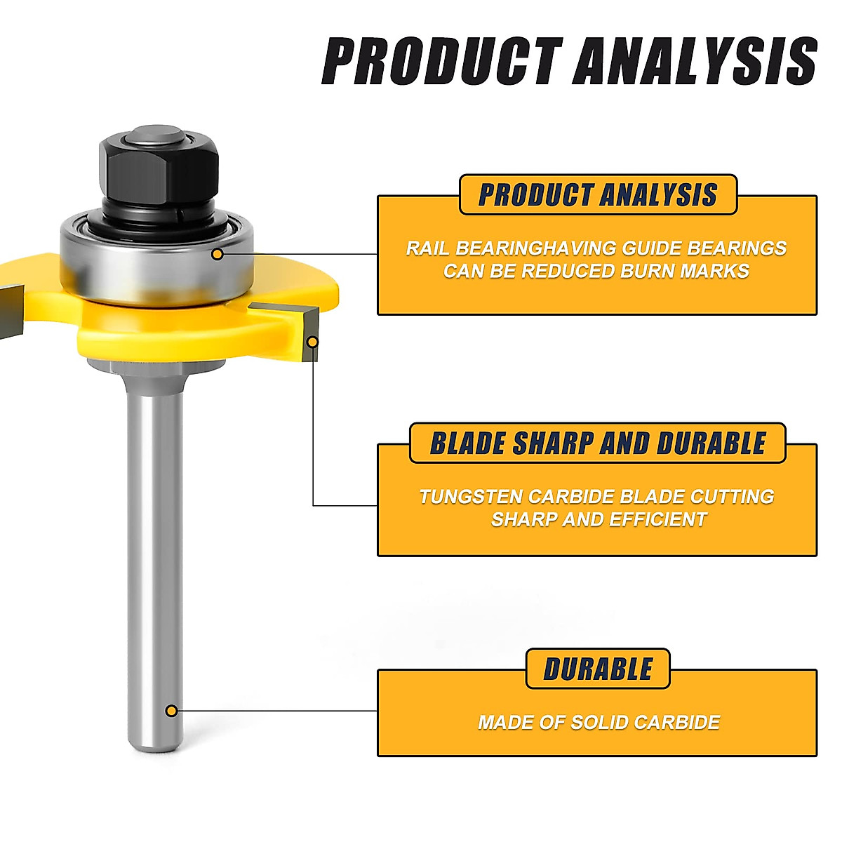 MEIGGTOOL 1/4 Inch Shank Slot Cutter Router Bit Set - 6 Size
