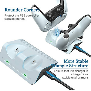 PS5 Charging Station with Thumb Grip Kit, FUMONCHY Charger Station for Playstation 5 DualSense Controllers, PS5 DualSense Controller Accessories with LED Indicator