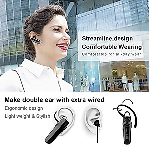 Bluetooth Earpiece for Cell Phone Link Dream Hands Free Bluetooth Headset with Mic 12Hrs Talktime Noise Cancelling Earpiece Compatible with iPhone Samsung Android Mobile Phones, Driver Trucker (Black)
