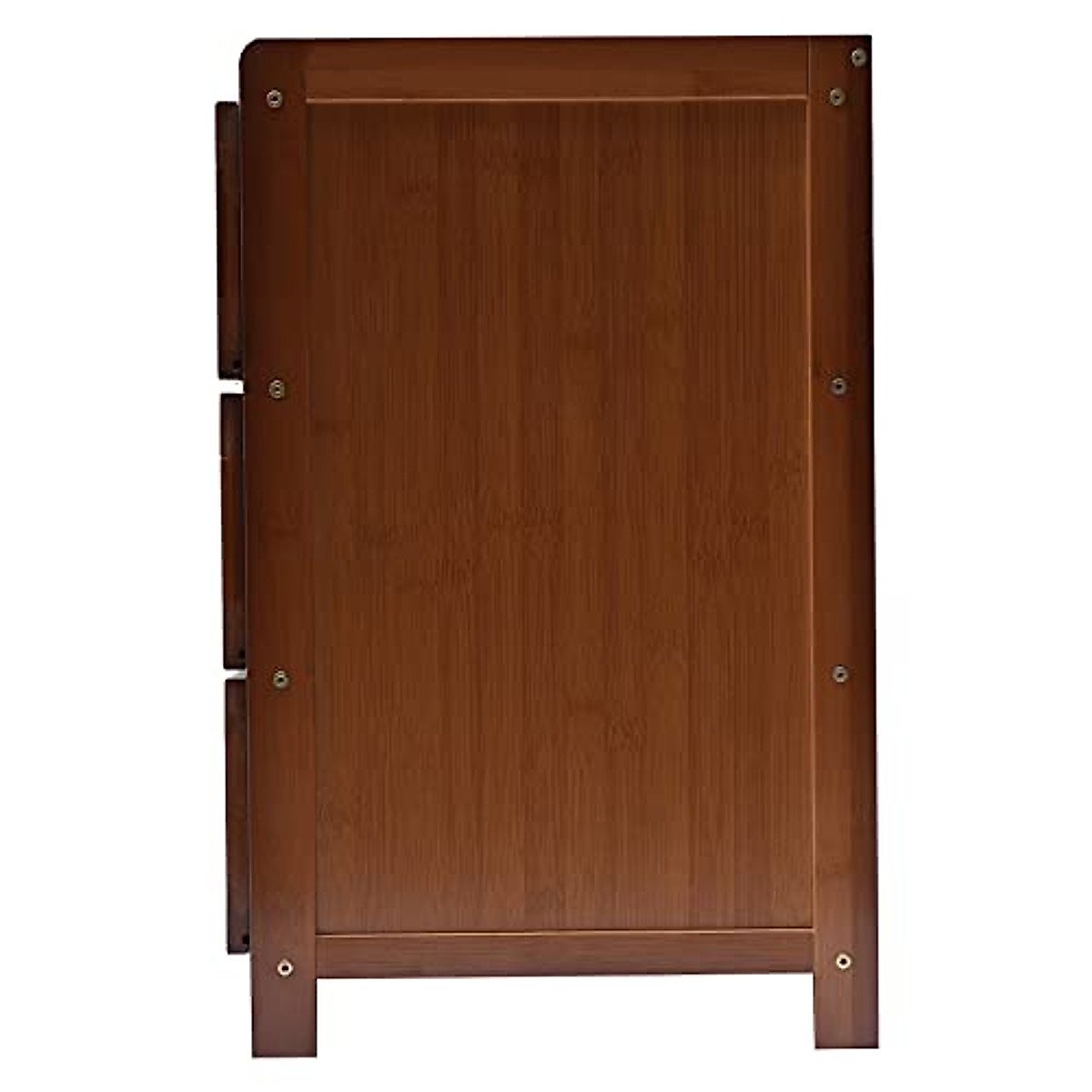 XUANIIIL Nightstand Set of 2 with 3 Drawer, Mid-Century Modern End Table, Practical Vintage Bamboo Accent Wood Sofa Bed Side Table with Storage for Small Spaces, Bedroom, Living Room (Wood, 1 Pack)