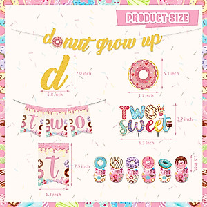 LXlucktim Two Sweet Birthday Party Supplies for 2 Year Old Girl, 150 Pcs Donut Party Decorations for Girls Baby - Backdrop, Cake, Cupcake Toppers, Tablecloth, Highchair Nanner, Crown and Poster