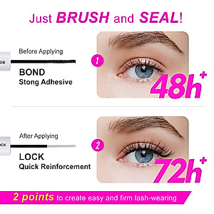 CAELYMINE Lash Bond and Seal 10ml Cluster Lash Glue for Individual Lashes Super Strong Hold 48-72 Hours Waterproof, Lash Bond and Lock for Sensitive Eyes