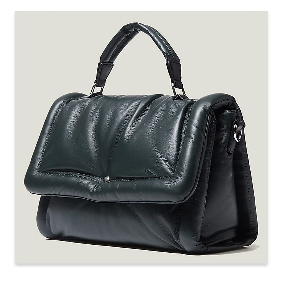 HACODAN Puffer Tote Bag Quilted Crossbody Bag for Women Trendy Puffy Purse Messenger Handbags Down Padded Shoulder Bag (dark grey)