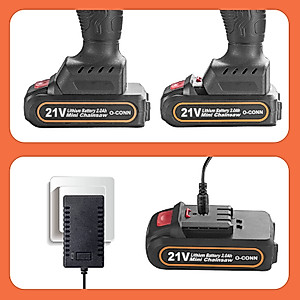 O-CONN Mini Chainsaw Battery Replacement, 21V MAX 2000mAh Rechargeable Battery, Cordless Electric Portable Handheld Chainsaw Accessories (Model 1)