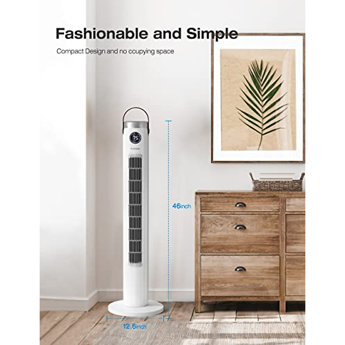 Tower Fan with Remote, 46 Inch Oscillating Fan with 24-Hour Timer, Quiet Floor Fan with 3 Modes & 3 Speeds Settings, Sleep Light Off, Bladeless Cooling Standing Fan Ideal for Home Bedroom Office