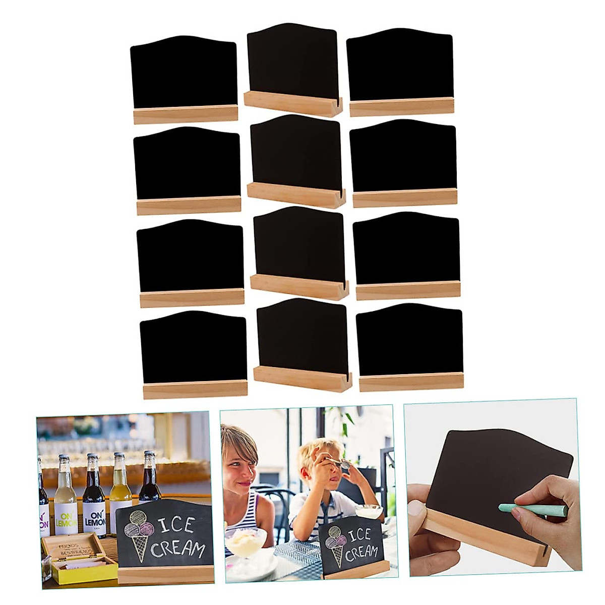 iplusmile 12pcs Double Sided Chalkboard Signs Mini Chalkboard Stands Buffet Chalkboards Small Blackboard Slate Bar Chalkboard Black Tag Board Wedding Chalkboard Sign Table Food