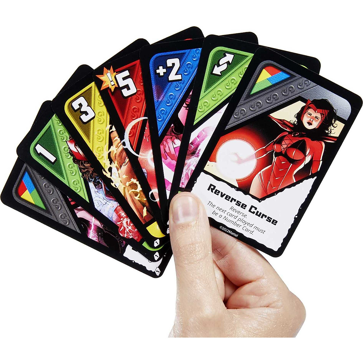 Mattel Games ​UNO Ultimate Marvel Card Game Add-On Pack with Scarlet Witch Character Deck & 2 Collectible Foil Cards, Gift for Collectors & Kids Ages 7 Years & Older