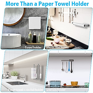 Paper Towel Holder Under Cabinet ,Kitchen Wall Mount Stainless Steel Paper Towel Holder, Self-Adhesive or Screw Mount, for Kitchen and Bathroom.Black 2pack